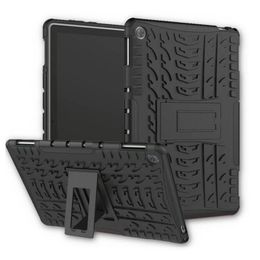 Wigento Tablet-Hülle Für Huawei MediaPad M5 Lite 10.1 Zoll Hybrid Outdoor Schutzhülle Case Schwarz Tasche Cover Etui