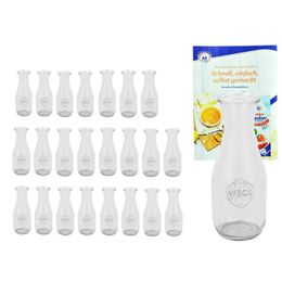 MamboCat Einmachglas 24er Set Weck Gläser 530ml Saftflasche mit 24 Glasdeckeln Rezeptheft