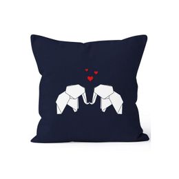 MoonWorks Dekokissen Kissenbezug Origami Elefanten Pärchen Paar verliebt Liebe Kissen-Hülle Deko-Kissen Baumwolle MoonWorks®