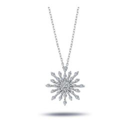 EinStein Diamant Goldkette Schneeflocke Diamanten (Brillant-Schliff) Anhänger Collier Halskette 14 Karat Gold