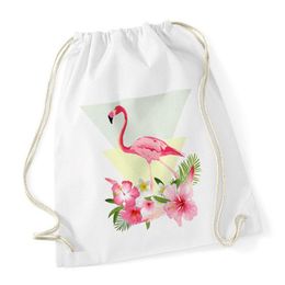 Autiga Turnbeutel Turnbeutel Flamingo Polygon Blumen Flower Beutel Tasche Jutebeutel Gymsac