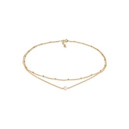 Elli Choker Choker Layer Look Kugelkette Rosenquarz 925 Silber