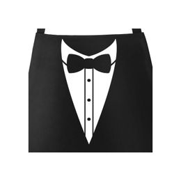 MoonWorks Grillschürze Grill-Schürze für Männer Grillschürze Smoking Suit Anzug Fliege lustig Baumwoll-Schürze Küchenschürze MoonWorks®