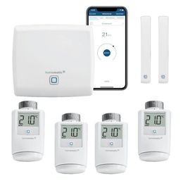 homematic IP Set FUNK Heizungssteuerung zur Einzelraumregelung für 4 Heizkörper. Smart-Home Starter-Set