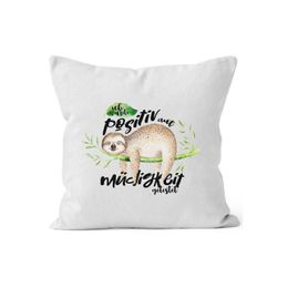 MoonWorks Dekokissen Kissenbezug Faultier Faultier Ich wurde positiv auf Müdigkeit getestet Sloth Kissenhülle Dekokissen 40x40 Baumwolle MoonWorks®