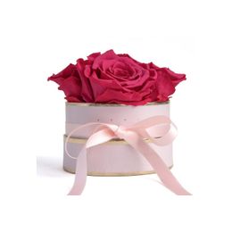 Kunstblume Infinity Rosenbox rosa rund 4 konservierte Rosen Geschenk für Frauen Rose