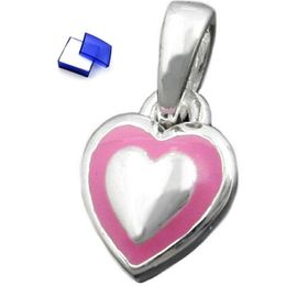 unbespielt Herzanhänger Kettenanhänger Kinder Anhänger kleines Herz rosa 925 Silber 8 x 6 mm inklusive Schmuckbox