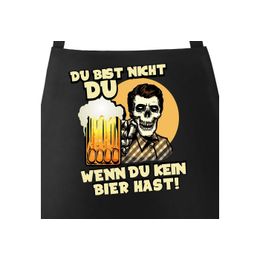 MoonWorks Grillschürze Grill-Schürze für Männer mit Spruch Du bist nicht du wenn du kein Bier hast Baumwoll-Schürze Grillen Barbecue BBQ MoonWorks®