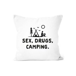 MoonWorks Dekokissen Kissen-Bezug Outdoor Design lustig Sex Drugs Camping Kissen-Hülle Deko-Kissen Baumwolle MoonWorks®