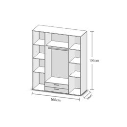 möbelando möbelando Kleiderschrank Kitty IV 2 Holztüren