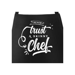 MoonWorks Grillschürze Grillschürze für Männer mit Spruch Never trust a skinny Chef MoonWorks®