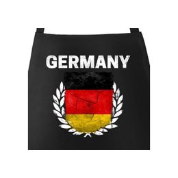 MoonWorks Grillschürze Grill-Schürze für Männer Fußball WM 2018 Deutschland Germany Flagge Vintage Baumwoll-Schürze Küchenschürze MoonWorks®