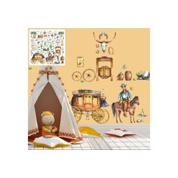 Sunnywall Wandtattoo XXL Wandtattoo Cowboy Western Wilden Westen Set verschiedene Motive Kinderzimmer Aufkleber bunt Wanddeko