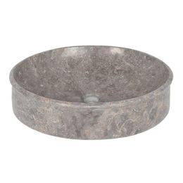 LEBENSwohnART Aufsatzwaschbecken Marmor Waschbecken MARMER-oval Grau
