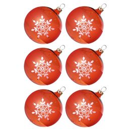 Thüringer Glasdesign Thüringer Glasdesign Weihnachtsbaumkugel Weihnachtskugel-Set Kristallblüten orange (6 St)