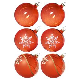 Thüringer Glasdesign Weihnachtsbaumkugel Weihnachtskugel Mix-Box orange (6 St)
