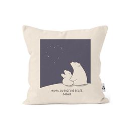 MoonWorks Dekokissen Kissen-Bezug Geschenk zum Muttertag Mama du bist die Beste danke Bären Sterne Kissen-Hülle Deko-Kissen Baumwolle MoonWorks®