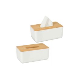 Relaxdays Papiertuchbox 2 x Tücherbox mit Bambus-Deckel