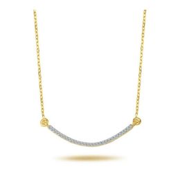 EinStein Diamant Goldkette Diamant Bogen Anhänger Tennis Halskette Collier in 14 Karat Gelbgold