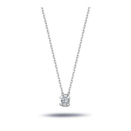 EinStein Diamant Goldkette Herz Fassung Brillant-Schliff Diamant Solitär Halskette Collier in 14 Karat Weißgold