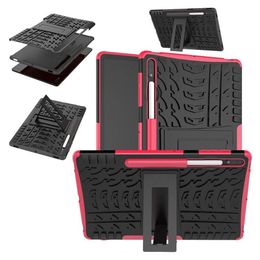 Wigento Tablet-Hülle Für Samsung Galaxy Tab S7 T870 / T875 2020 / Tab S8 Hybrid Outdoor Schutzhülle Case Pink Tasche Cover Etuis
