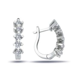 EinStein Diamant Paar Creolen 5-Steine Creole Diamanten Brillant-Schliff Ohrringe 14 Karat Weißgold