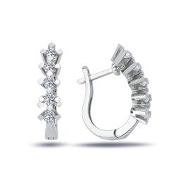 EinStein Diamant Paar Creolen 5-Steine Creolen Diamanten Brillant-Schliff Ohrringe 14 Karat Weißgold