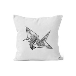 Autiga Dekokissen Kissenbezug Origami Kranich Crane Vogel Bird Ornamente Boho Polygon Paisley Kissen-Hülle Deko-Kissen 40x40 Baumwolle Autiga®