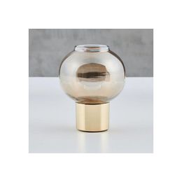 carla&marge Teelichthalter Welene (Kerzenständer aus gefärbtem Kristallglas in Braun mit Fuß aus Messing)
