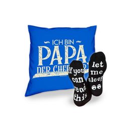 Soreso® Soreso® Dekokissen Kissen Ich bin Papa der Chef hier & Sprüche Socken Sleep