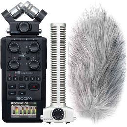 Zoom Audio H6 Black Recorder Digitales Aufnahmegerät (mit SGH-6 Mikrofon und Windschutz)