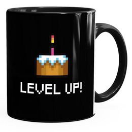 MoonWorks Tasse Kaffee-Tasse Geburtstag Level Up Pixel-Torte Retro Gamer Pixelgrafik Geschenk Arcade MoonWorks®