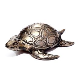 Brillibrum Dekofigur Schildkröte Deko Metallfigur versilbert Schildkröten Tierfigur Landschildkröte Skulptur Silber