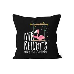 MoonWorks Dekokissen Kissen-Bezug Flamingo Mir reichts ich geh schaukeln Sprüche Spruch Kissen-Hülle Deko-Kissen Baumwolle MoonWorks®