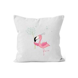 MoonWorks Dekokissen Kissen-Bezug Flamingo Pusteblume Dandelion Kissen-Hülle Deko-Kissen Baumwolle MoonWorks®