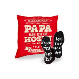 Soreso® Soreso® Dekokissen Kissen Als Papa hab ich die Hosen an & Sprüche Socken Sleep