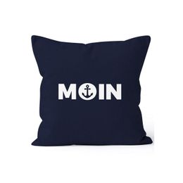 MoonWorks Dekokissen Maritmer Kissenbezug Moin mit Anker Deko-Kissen MoonWorks®