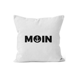 MoonWorks Dekokissen Maritmer Kissenbezug Moin mit Anker Deko-Kissen MoonWorks®
