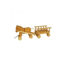 mitienda Kinderfahrzeug-Holzgreifer Pferd mit Anhänger aus Holz 46 cm