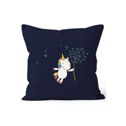 MoonWorks Dekokissen Kissenbezug Einhorn mit Pusteblume Kissen-Hülle Deko-Kissen 40x40 Baumwolle MoonWorks®