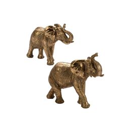 Cosy Home Ideas Tierfigur Dekofiguren 2er Set Elefanten gold glitzernd Resin (Set