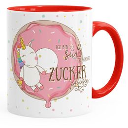 MoonWorks Tasse Tasse mit Innenfarbe Einhorn auf Donut Ich bin so süß ich könnte Zucker pupsen Unicorn mit Innenfarbe MoonWorks®