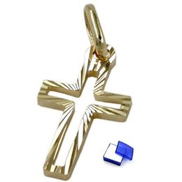 unbespielt Kreuzanhänger Kettenanhänger Anhänger Kreuz diamantiert 14 Karat Gold 16 x 9 mm inklusive Schmuckbox