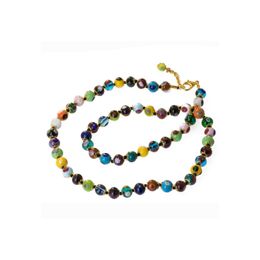 Bella Carina Perlenkette Kette mit echtem Millefiori Murano Glas Perlen aus Murano 65 cm lang bunt