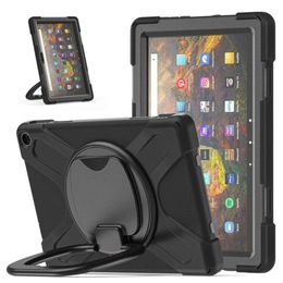 Wigento Tablet-Hülle Für Amazon Kindle Fire HD 10 / 10 Plus 2021 360 Grad Hybrid Outdoor Schutzhülle Case Schwarz Tasche Cover Etuis