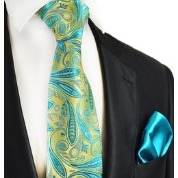 Paul Malone Krawatte 7-Fold Seidenkrawatte Schlips modern elegant 100% Seide paisley (Set