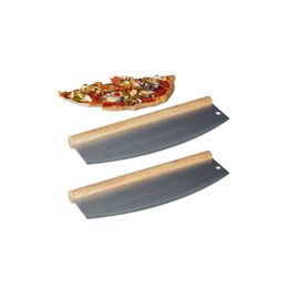 Relaxdays Pizzaschneider 2 x Pizza Wiegemesser aus Edelstahl