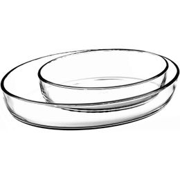 Pasabahce Auflaufform PB-15033 Borcam Oval Glas Auflaufform Servierform Kare Tepsi Glasklar Küche