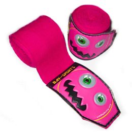 BAY-Sports Boxbandagen Monster 3D Kinder Box-Bandagen Handbandagen Boxen Kickboxen pink