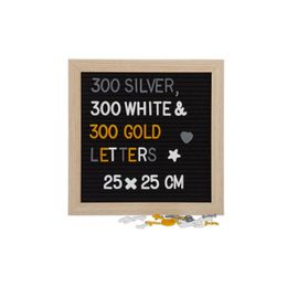 Relaxdays Memoboard Letterboard Holz 25 x 25 cm